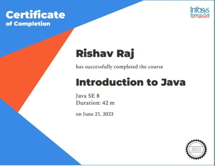 Rishav Raj on LinkedIn: #java #javaprogramming #infosysspringboard #infosys Rishav Raj on LinkedIn: #java #javaprogramming #infosysspringboard #infosys