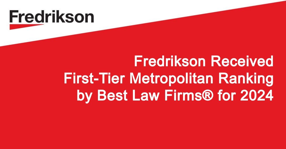 Fredrikson & Byron, P.A. on LinkedIn: Fredrikson Received a First-Tier ... Fredrikson & Byron, P.A. on LinkedIn: Fredrikson Received a First-Tier ...