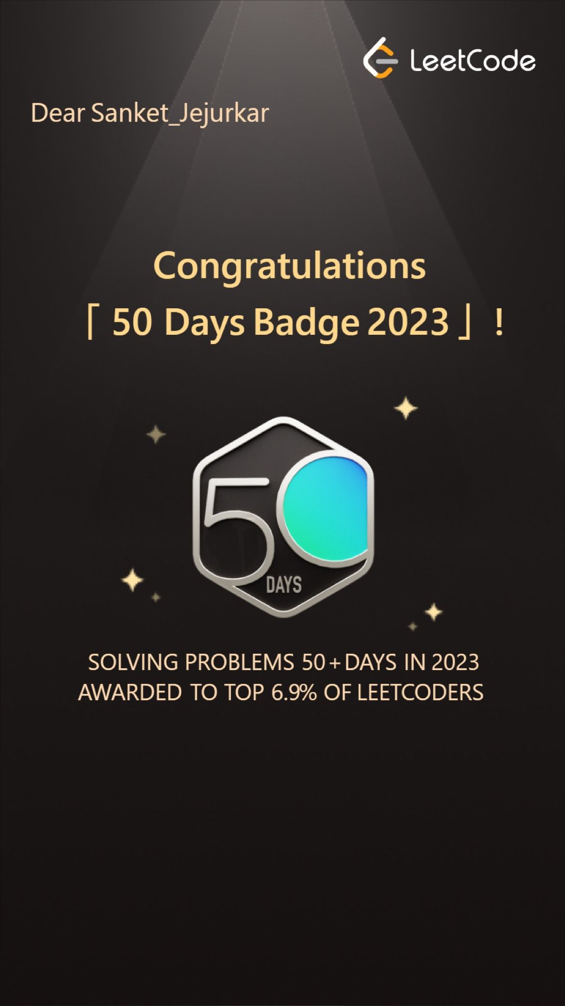 #leetcode #achievementunlocked | Sanket Jejurkar #leetcode #achievementunlocked | Sanket Jejurkar