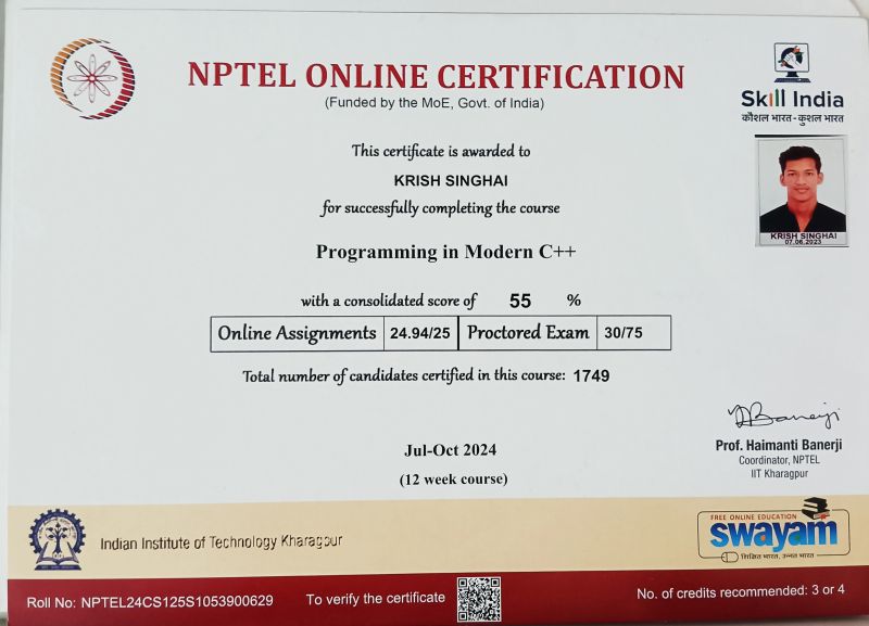 #cplusplus #programming #problemsolving #nptel #iitkharagpur… | Krish ... #cplusplus #programming #problemsolving #nptel #iitkharagpur… | Krish ...