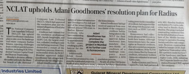 Radius Estates case on insolvency in India | Viraj Patil posted on the ... Radius Estates case on insolvency in India | Viraj Patil posted on the ...