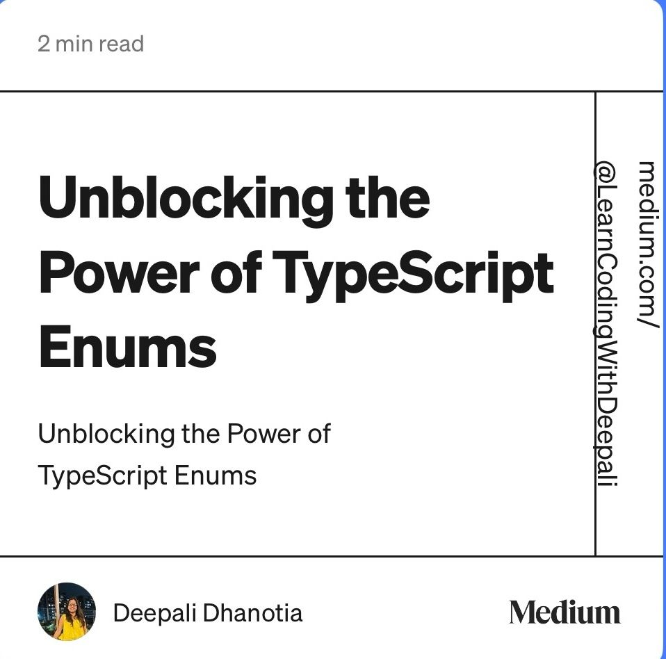 Learn about TypeScript Enums | Deepali D. posted on the topic | LinkedIn Learn about TypeScript Enums | Deepali D. posted on the topic | LinkedIn