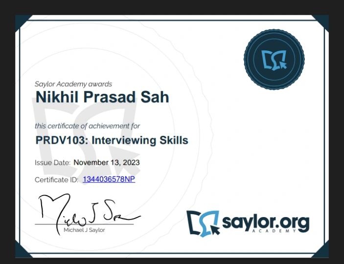 Nikhil Prasad Sah on LinkedIn: #certificate #certification # ... Nikhil Prasad Sah on LinkedIn: #certificate #certification # ...