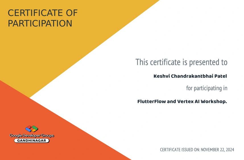 KESHVI PATEL on LinkedIn: #devfest2024 #flutterflow #vertexai # ... KESHVI PATEL on LinkedIn: #devfest2024 #flutterflow #vertexai # ...