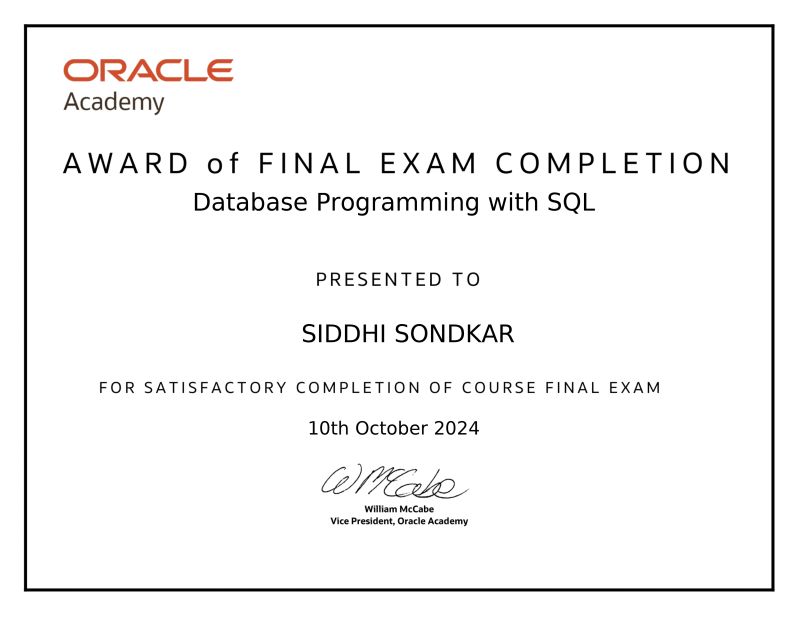 Siddhi Sondkar on LinkedIn: #databaseprogramming #sql #oracleacademy # ... Siddhi Sondkar on LinkedIn: #databaseprogramming #sql #oracleacademy # ...