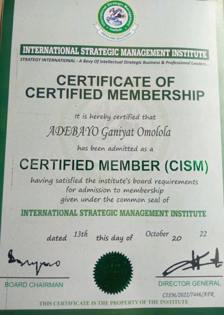 Ganiyat Adebayo on LinkedIn: I’m happy to share that I’ve obtained a ... Ganiyat Adebayo on LinkedIn: I’m happy to share that I’ve obtained a ...