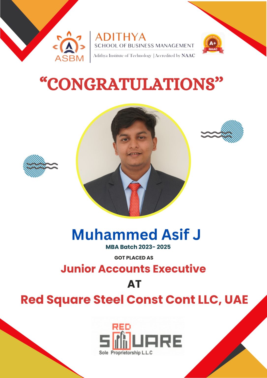 Congratulations Muhammed Asif J!! Best Wishes from the Management ... Congratulations Muhammed Asif J!! Best Wishes from the Management ...