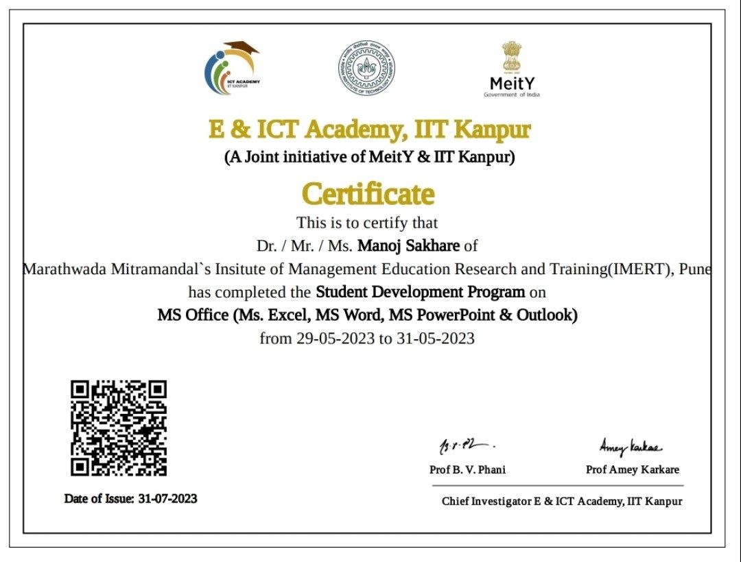 Manoj Sakhare on LinkedIn: #msoffice #msexcel #certificateofcompletion ... Manoj Sakhare on LinkedIn: #msoffice #msexcel #certificateofcompletion ...