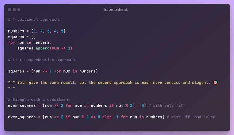 #python #codingtips #listcomprehension #cleancode #pythondevelopment ... #python #codingtips #listcomprehension #cleancode #pythondevelopment ...