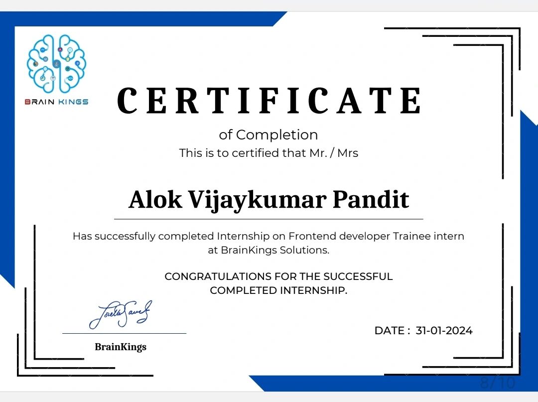 Alok Pandit on LinkedIn: #internship #webdevelopment #skillsdevelopment Alok Pandit on LinkedIn: #internship #webdevelopment #skillsdevelopment