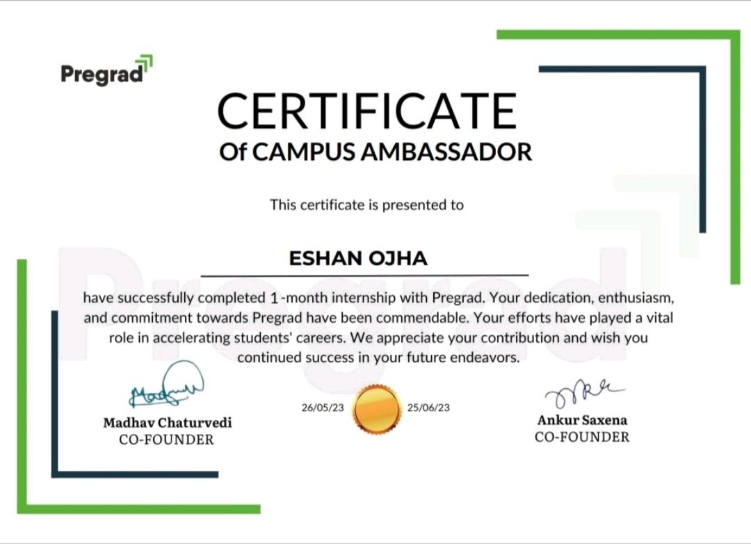Eshan Ojha on LinkedIn: #internship Eshan Ojha on LinkedIn: #internship