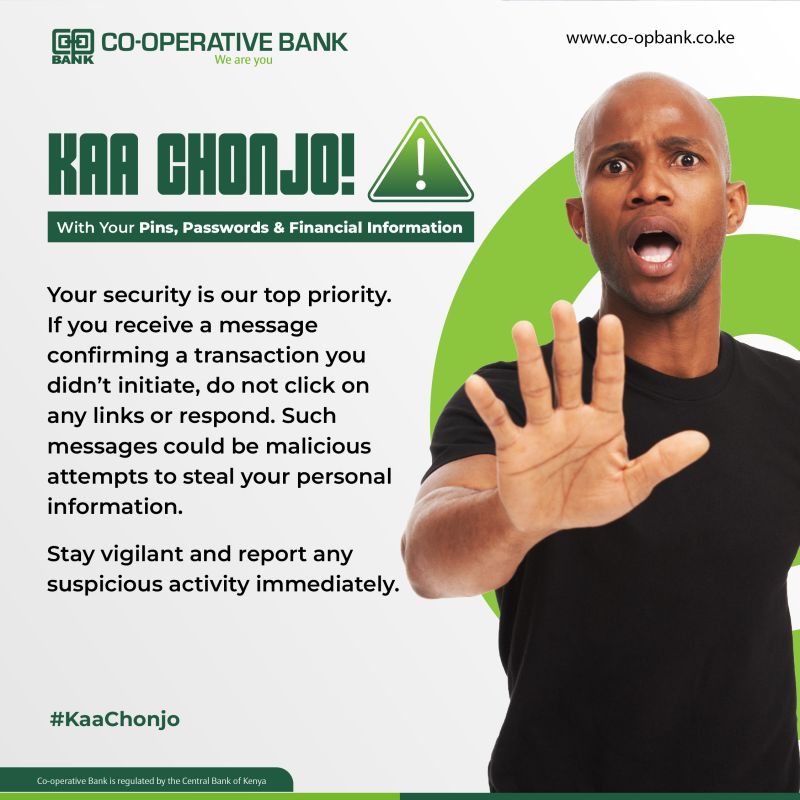 Co-operative Bank of Kenya on LinkedIn: KAA CHONJO 🚨 Your security is ... Co-operative Bank of Kenya on LinkedIn: KAA CHONJO 🚨 Your security is ...