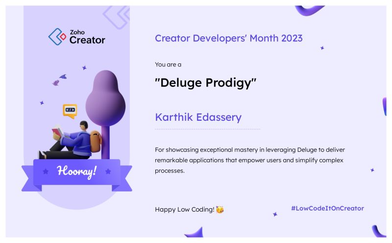 Karthik Edassery on LinkedIn: #zoho #deluge #lowcode #zohocreator Karthik Edassery on LinkedIn: #zoho #deluge #lowcode #zohocreator