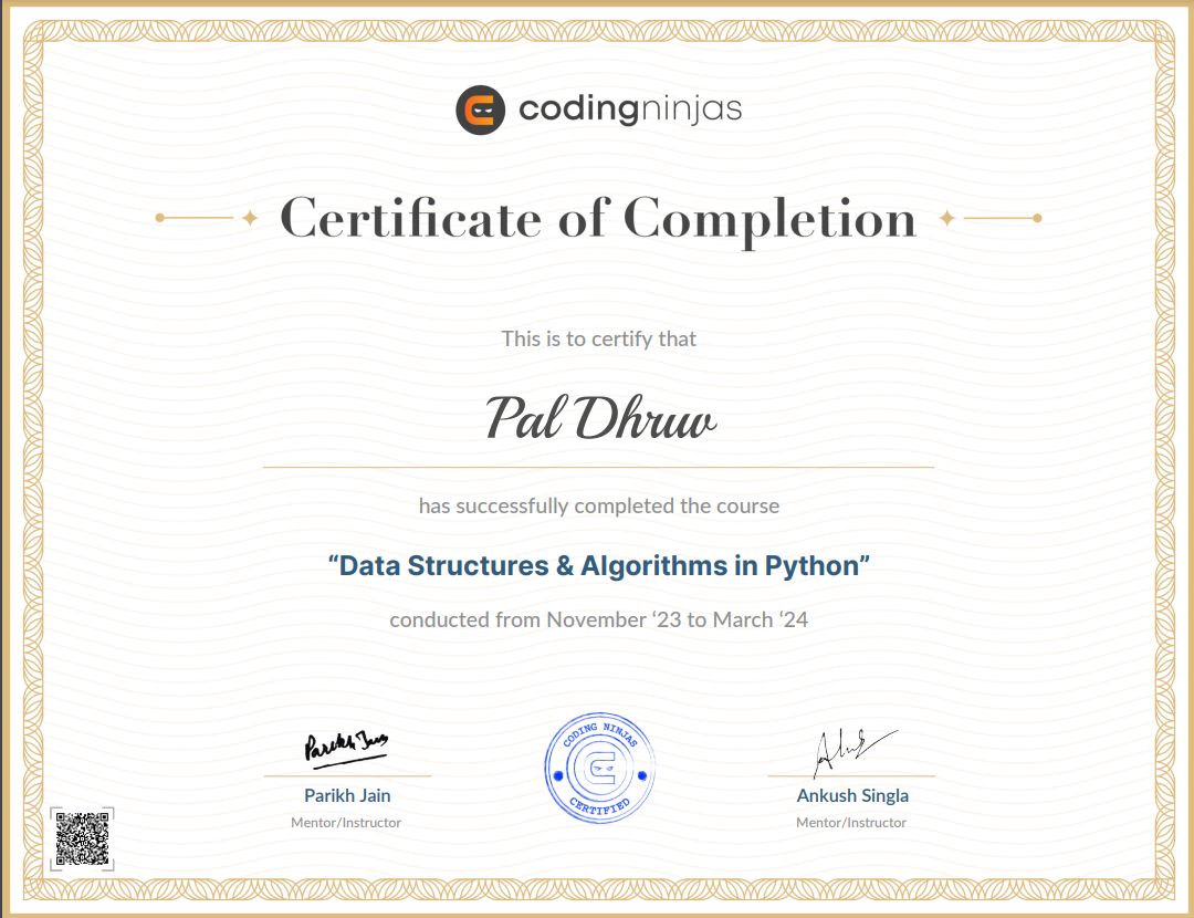 Earned DSA from Coding Ninjas | Dhruv Pal posted on the topic | LinkedIn Earned DSA from Coding Ninjas | Dhruv Pal posted on the topic | LinkedIn