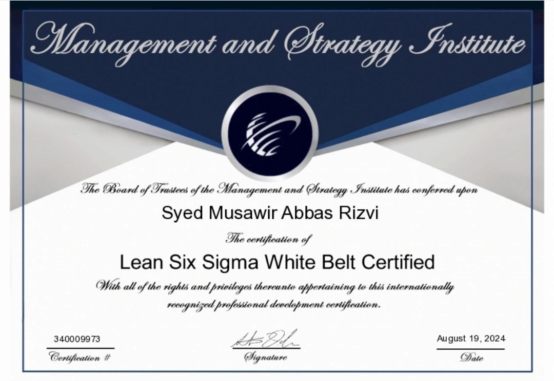 Syed Musawir Abbas Rizvi on LinkedIn: #lean #sixsigma #lsswbc Syed Musawir Abbas Rizvi on LinkedIn: #lean #sixsigma #lsswbc