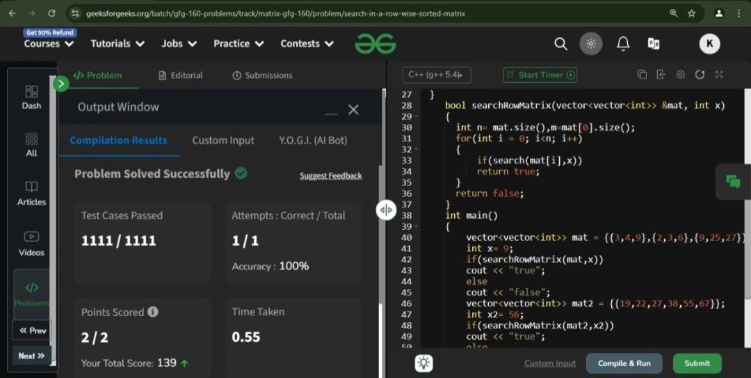 #gfg160 #geekstreak2024 #dsa #problemsolving #codingchallenge… | Kris Mehra #gfg160 #geekstreak2024 #dsa #problemsolving #codingchallenge… | Kris Mehra