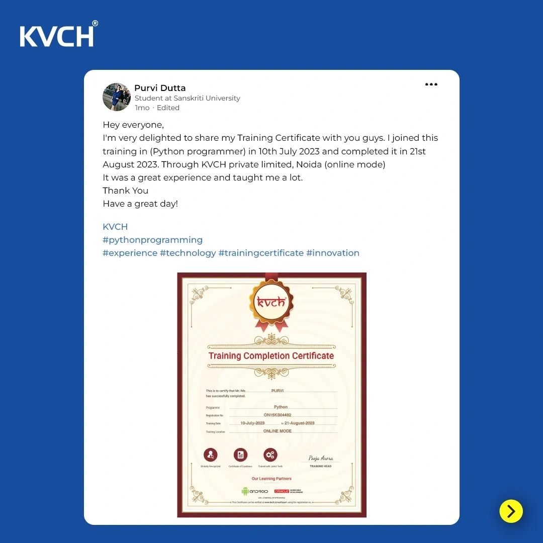 KVCH on LinkedIn: #pythontraining #codingskills #techeducation # ... KVCH on LinkedIn: #pythontraining #codingskills #techeducation # ...