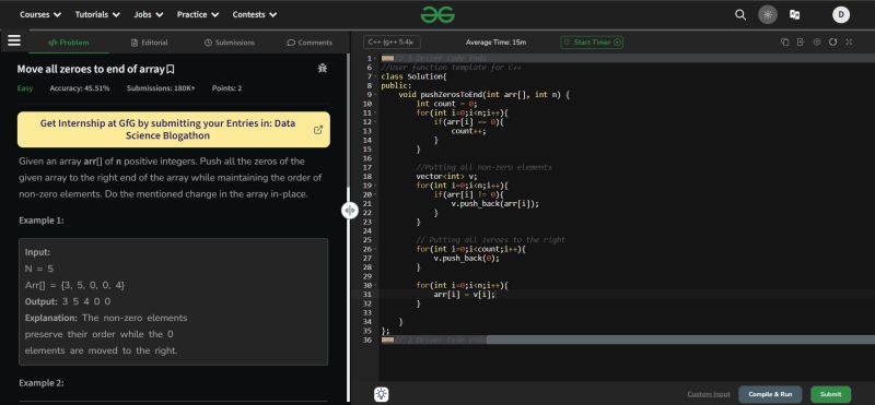 Day 35 of #100DaysOfCode challenge: Moving zeros in array | Dev Arora ... Day 35 of #100DaysOfCode challenge: Moving zeros in array | Dev Arora ...