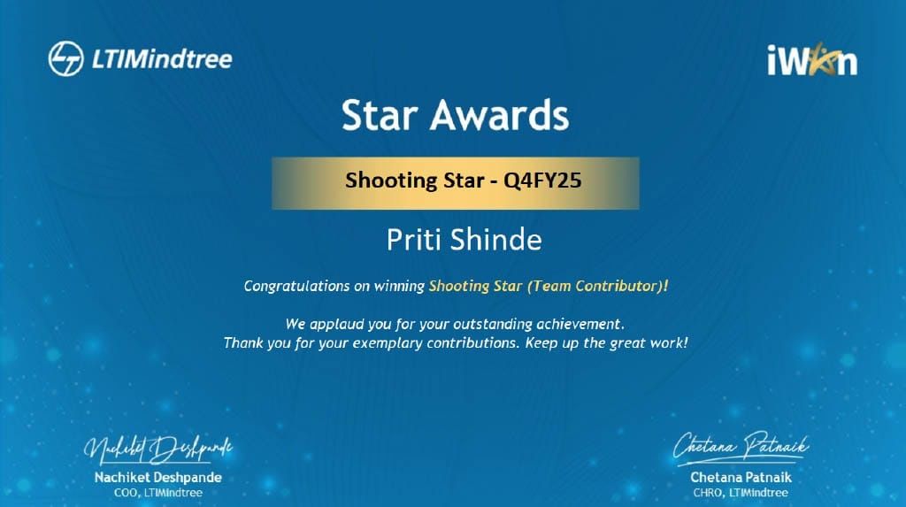 #ltimindtree #iwin #shootingstar #award #gratitude #starawards | Priti ... #ltimindtree #iwin #shootingstar #award #gratitude #starawards | Priti ...