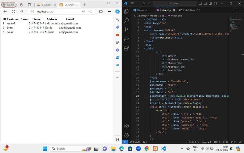 My first php page by connecting Mysql to php on xampp using vs studio ... My first php page by connecting Mysql to php on xampp using vs studio ...