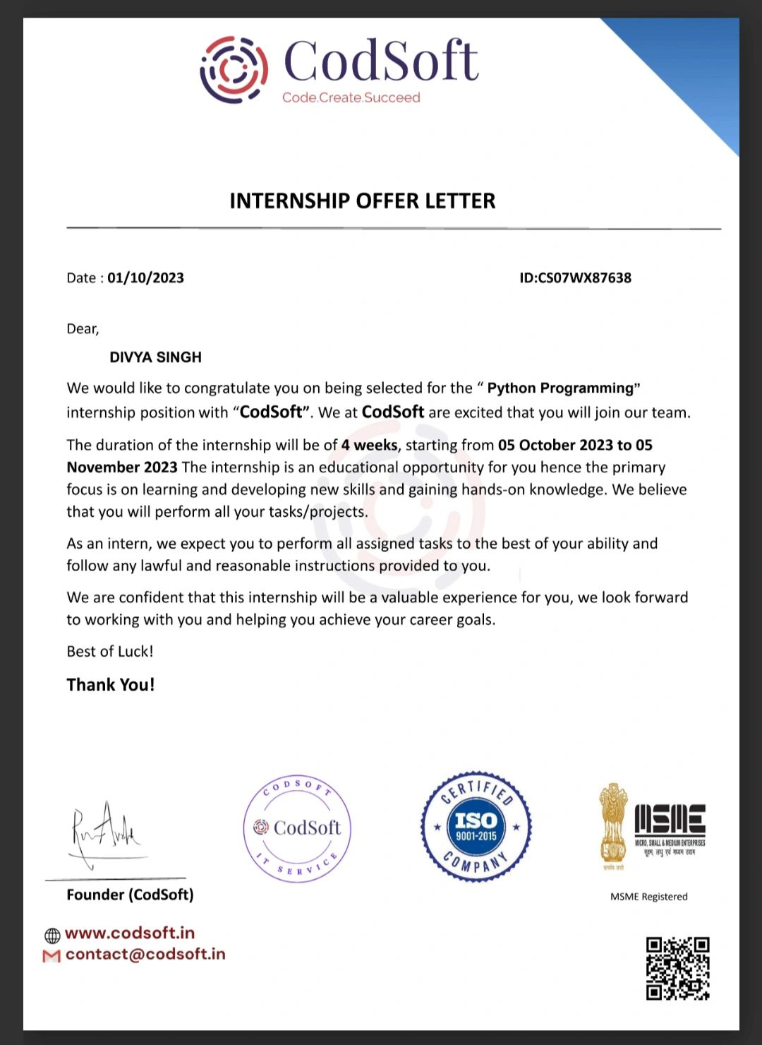 Divya Singh on LinkedIn: #codsoft #codsoft #internship #codsoft #python ... Divya Singh on LinkedIn: #codsoft #codsoft #internship #codsoft #python ...