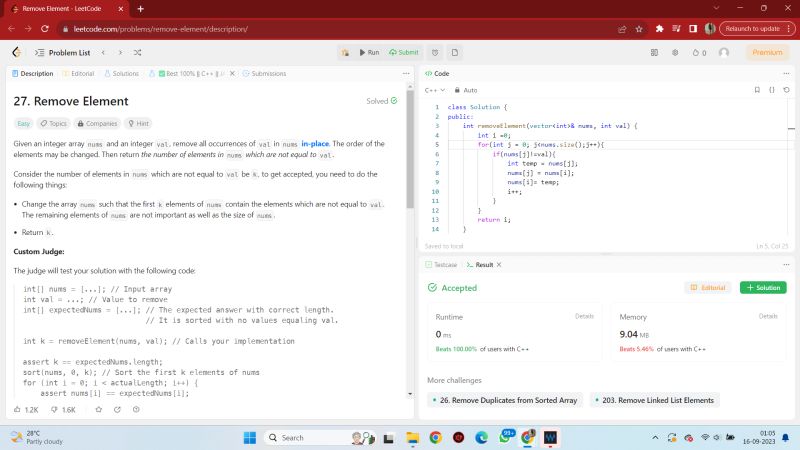 Atisha Gupta on LinkedIn: leetcode Problem 27 : Remove element Atisha Gupta on LinkedIn: leetcode Problem 27 : Remove element