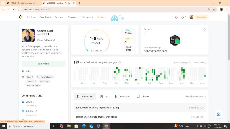 Chhaya Patel on LinkedIn: #codingjourney #problemsolving #leetcode100 Chhaya Patel on LinkedIn: #codingjourney #problemsolving #leetcode100
