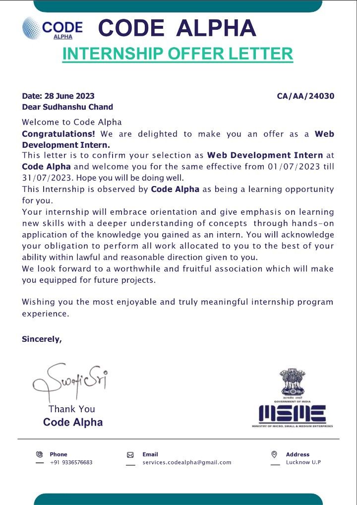 Sudhanshu Chand on LinkedIn: #codealpha #webdevelopment #intern # ... Sudhanshu Chand on LinkedIn: #codealpha #webdevelopment #intern # ...