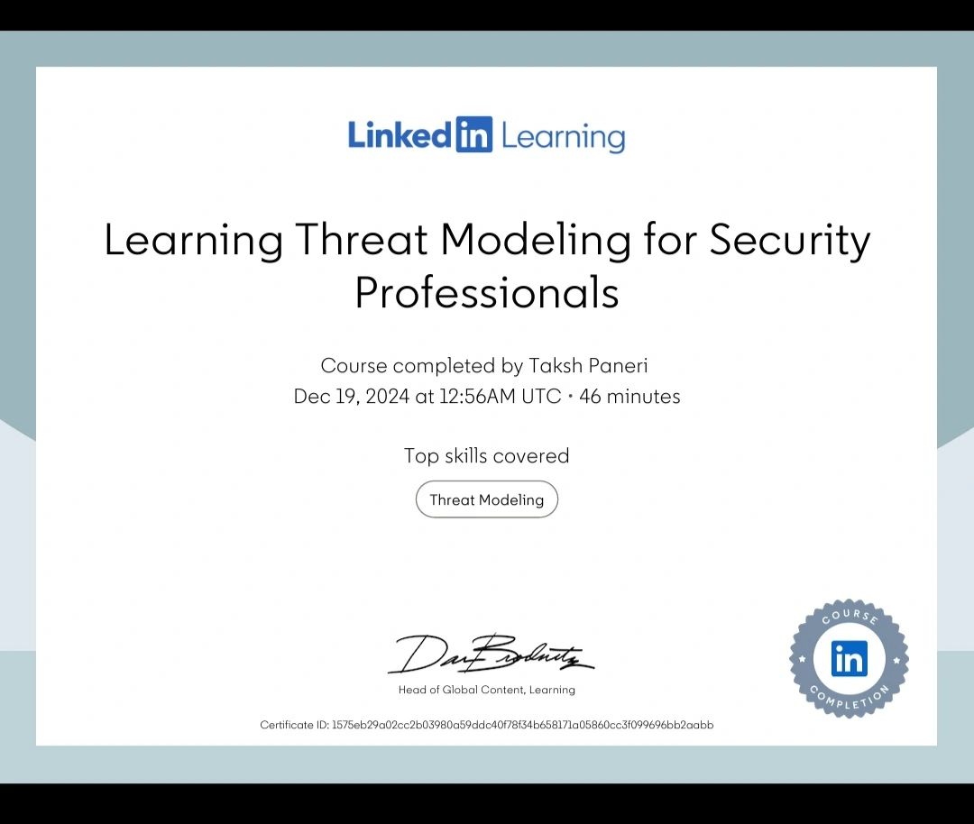 Taksh Paneri on LinkedIn: Excited to share that I just completed my ... Taksh Paneri on LinkedIn: Excited to share that I just completed my ...