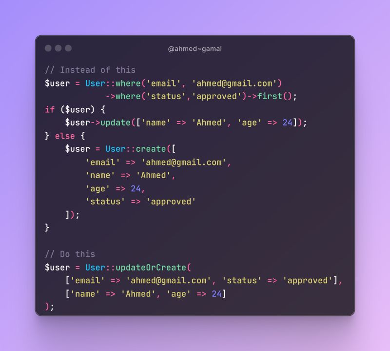 Ahmed Gamal على LinkedIn: #laravel #eloquent #tip Ahmed Gamal على LinkedIn: #laravel #eloquent #tip