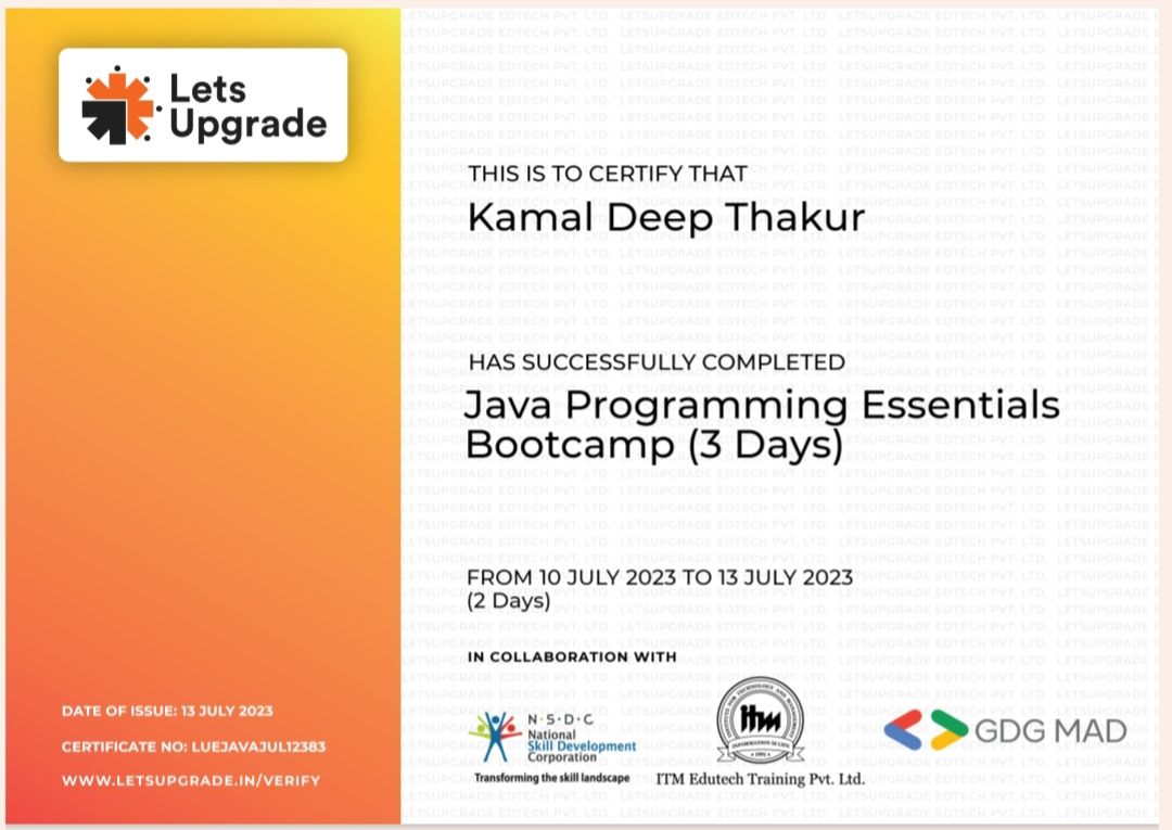 Kamal Deep Thakur on LinkedIn: #javaprogramming #bootcamp #coding # ... Kamal Deep Thakur on LinkedIn: #javaprogramming #bootcamp #coding # ...