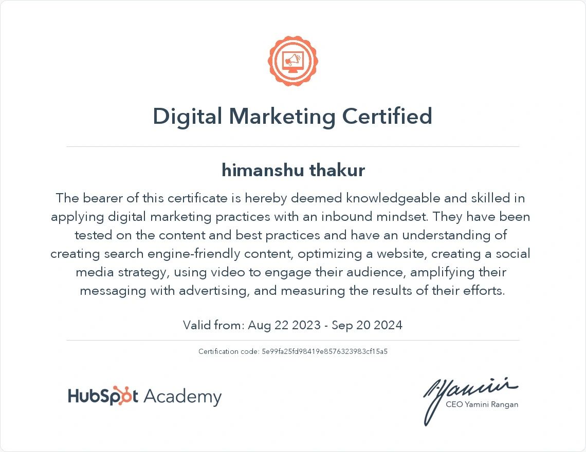 Himanshu Thakur on LinkedIn: Finally got my certification in digital ... Himanshu Thakur on LinkedIn: Finally got my certification in digital ...