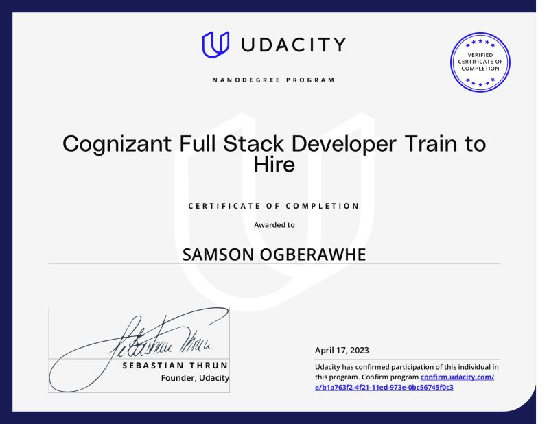 Samson Ogberawhe on LinkedIn: #udacity #cognizant #java #springboot # ... Samson Ogberawhe on LinkedIn: #udacity #cognizant #java #springboot # ...