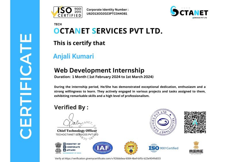 Anjali Kumari on LinkedIn: #octanetinternship #webdevelopment # ... Anjali Kumari on LinkedIn: #octanetinternship #webdevelopment # ...