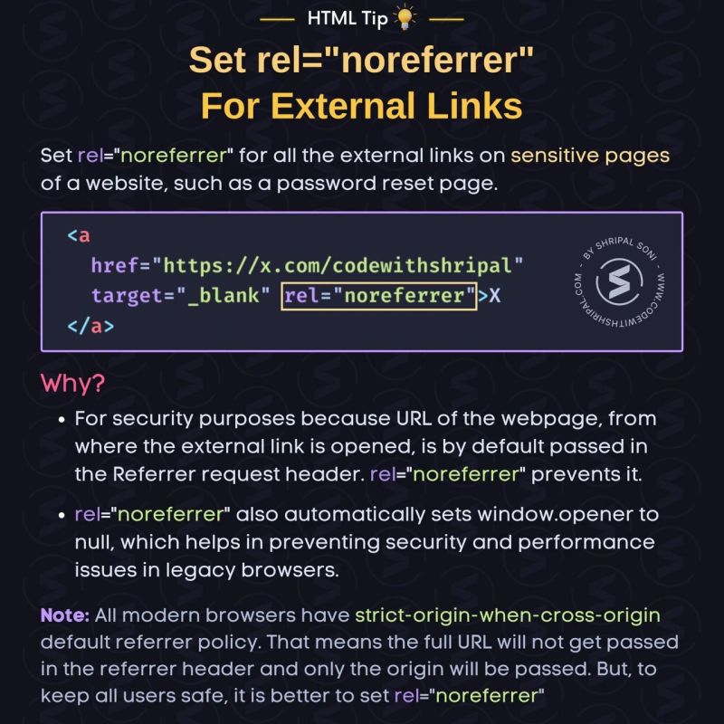 Dmitrii Saricev on LinkedIn: HTML Advice 💡 For greater user security ... Dmitrii Saricev on LinkedIn: HTML Advice 💡 For greater user security ...