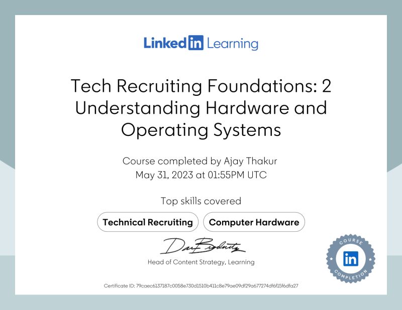 Ajay Thakur on LinkedIn: Certificate of Completion Ajay Thakur on LinkedIn: Certificate of Completion