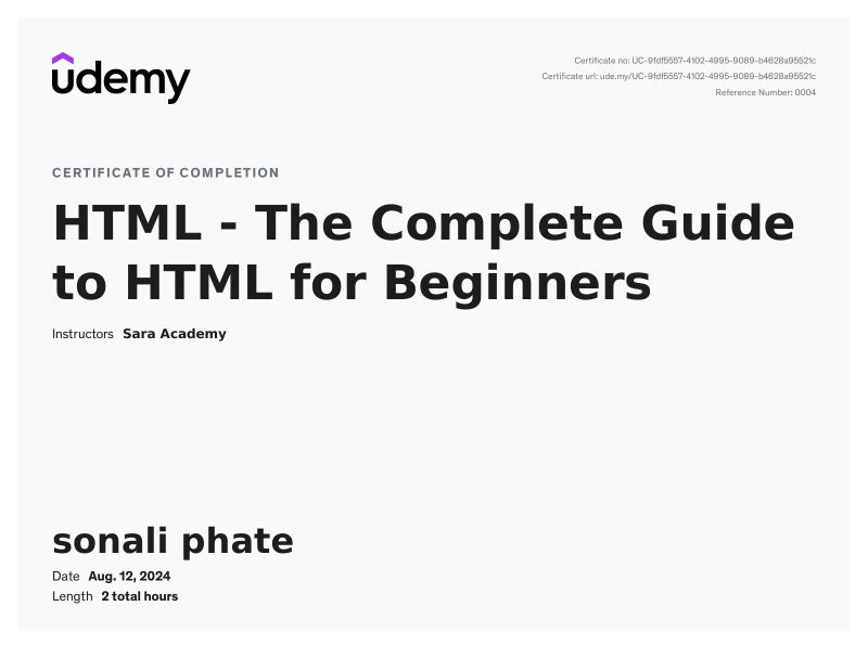 Sonali Phate on LinkedIn: #html #webdevelopment #udemy #learningjourney ... Sonali Phate on LinkedIn: #html #webdevelopment #udemy #learningjourney ...