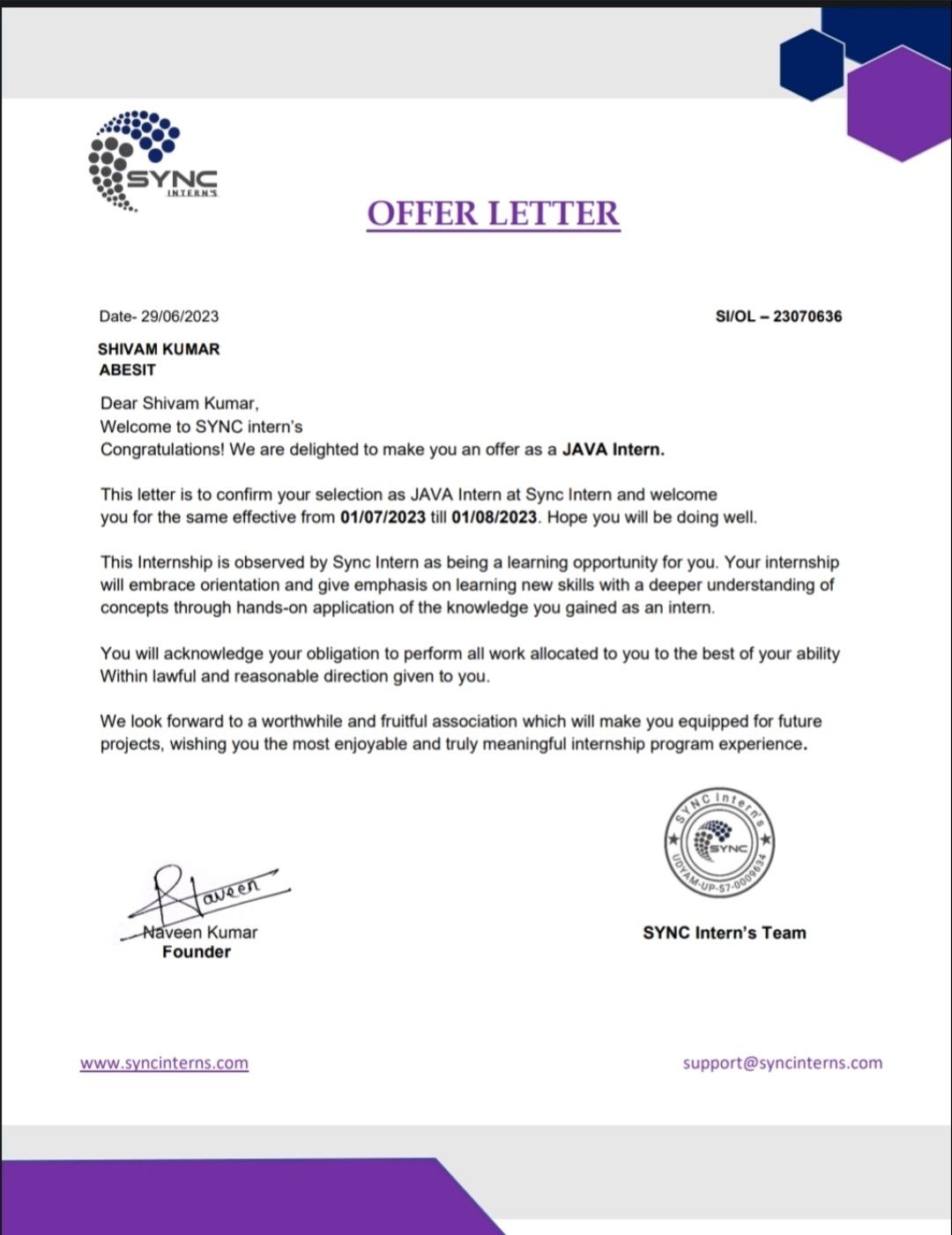 Shivam Kumar on LinkedIn: #syncinterns #java #intern #opportunity #work Shivam Kumar on LinkedIn: #syncinterns #java #intern #opportunity #work