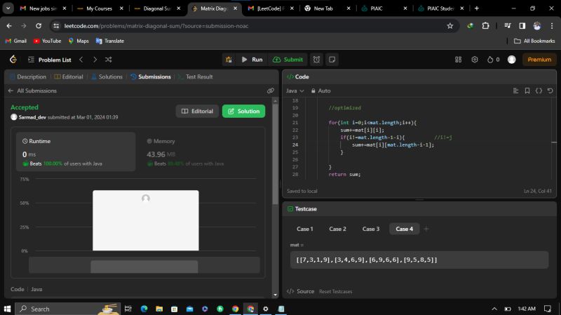 Leetcode problem: Calculate diagonal sum for square matrix | Syed ... Leetcode problem: Calculate diagonal sum for square matrix | Syed ...