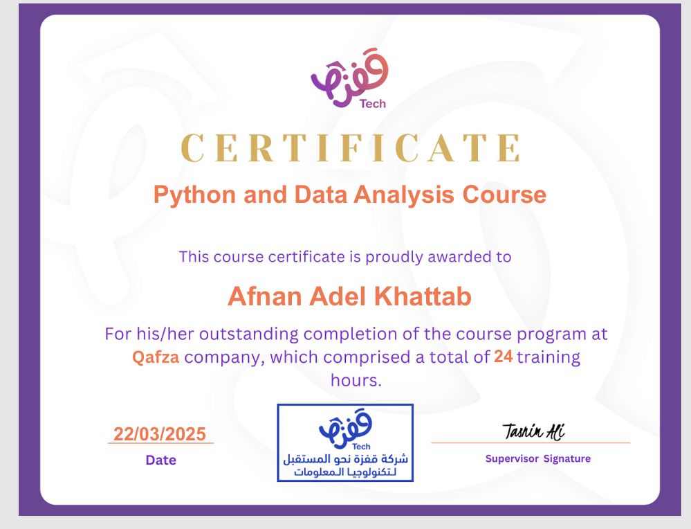 #python #dataanalysis #lifelonglearning #upskilling #qafza… | Afnan khattab #python #dataanalysis #lifelonglearning #upskilling #qafza… | Afnan khattab