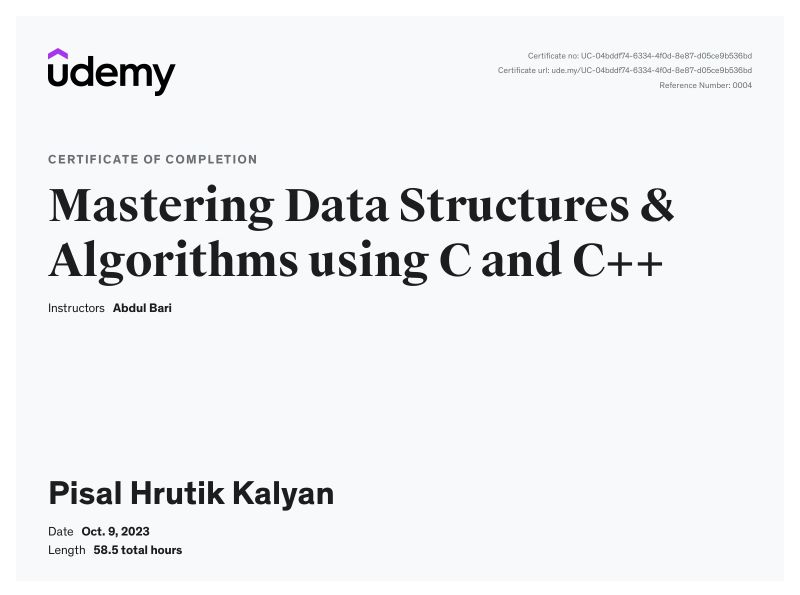 Completed Data Structures and Algorithms course | Hrutik P. posted on ... Completed Data Structures and Algorithms course | Hrutik P. posted on ...