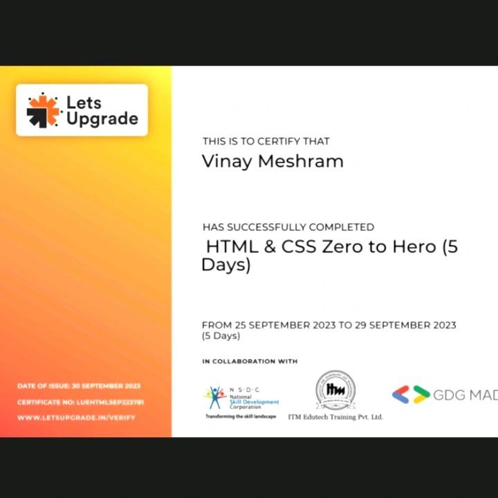 Vinay Meshram on LinkedIn: #html #css #certification #upgradeyourself # ... Vinay Meshram on LinkedIn: #html #css #certification #upgradeyourself # ...
