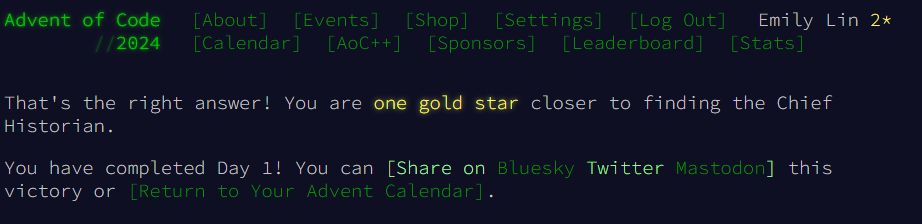 Emily Zhiying Lin on LinkedIn: #adventofcode #codingjourney Emily Zhiying Lin on LinkedIn: #adventofcode #codingjourney
