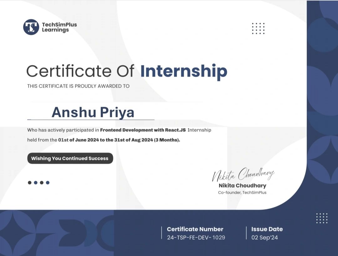 #frontenddevelopment #reactjs #internship #techsimplus #webdevelopment ... #frontenddevelopment #reactjs #internship #techsimplus #webdevelopment ...