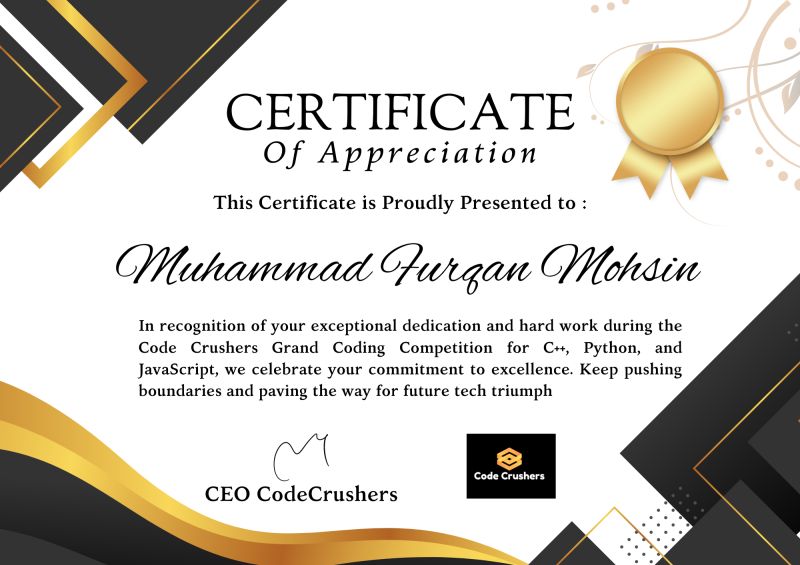 Muhammad Furqan Mohsin on LinkedIn: #python #codingcompetition # ... Muhammad Furqan Mohsin on LinkedIn: #python #codingcompetition # ...