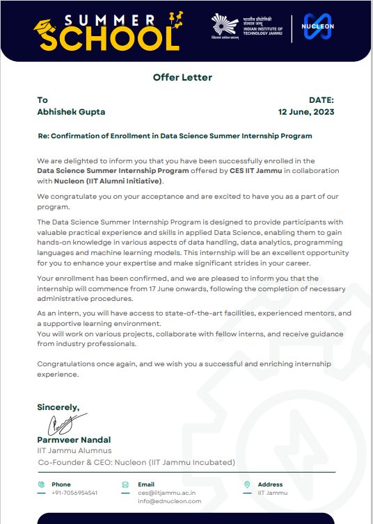 🚀 Thrilled to announce the beginning of my internship journey at IIT ... 🚀 Thrilled to announce the beginning of my internship journey at IIT ...