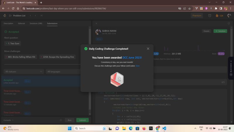 Subha Nayak on LinkedIn: #coding #leetcodechallenge #june2023 Subha Nayak on LinkedIn: #coding #leetcodechallenge #june2023