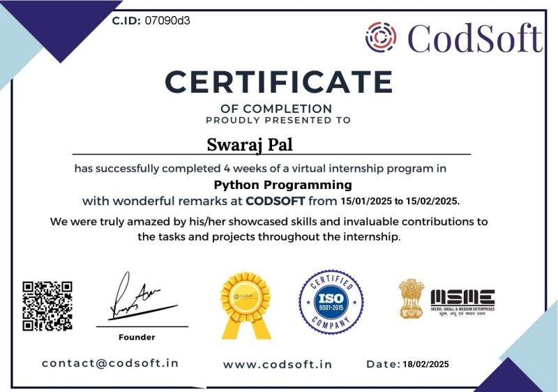 SWARAJ PAL on LinkedIn: #python #programming #coding #learning # ... SWARAJ PAL on LinkedIn: #python #programming #coding #learning # ...