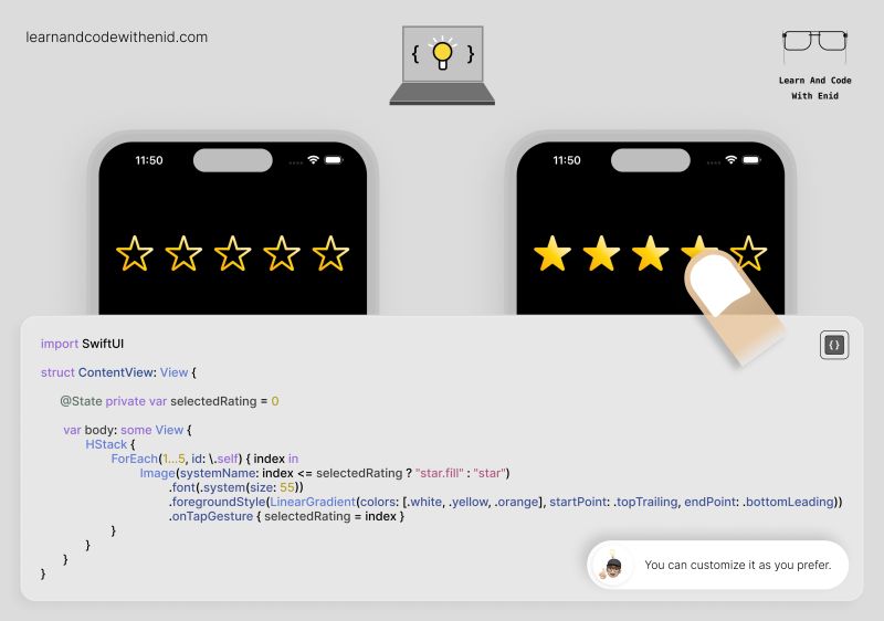 Learn And Code With Enid on LinkedIn: SwiftUI Tip馃挕 Easily create a 5 ... Learn And Code With Enid on LinkedIn: SwiftUI Tip馃挕 Easily create a 5 ...