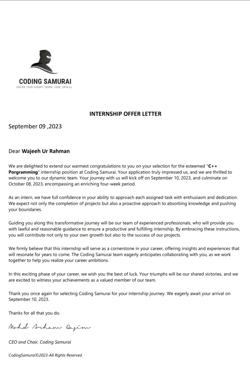 Wajeeh Ur Rahman on LinkedIn: #internship #codingsumari #cpp # ... Wajeeh Ur Rahman on LinkedIn: #internship #codingsumari #cpp # ...
